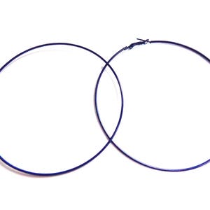 Blue Hoop Earrings Classic Hoop Midnight Navy Blue Hoop Earrings Thin ...