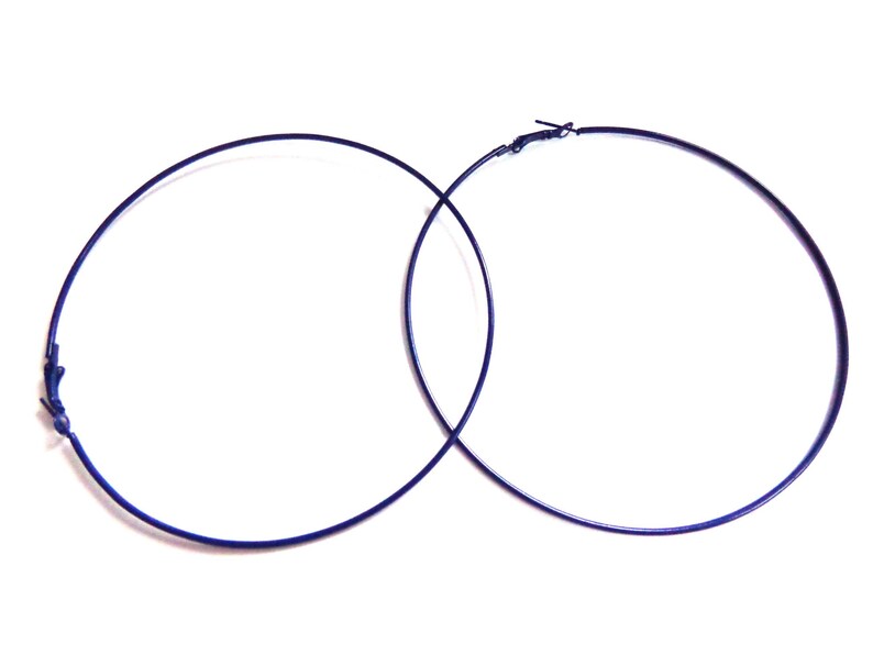 Blue Hoop Earrings Classic Hoop Midnight Navy Blue Hoop - Etsy