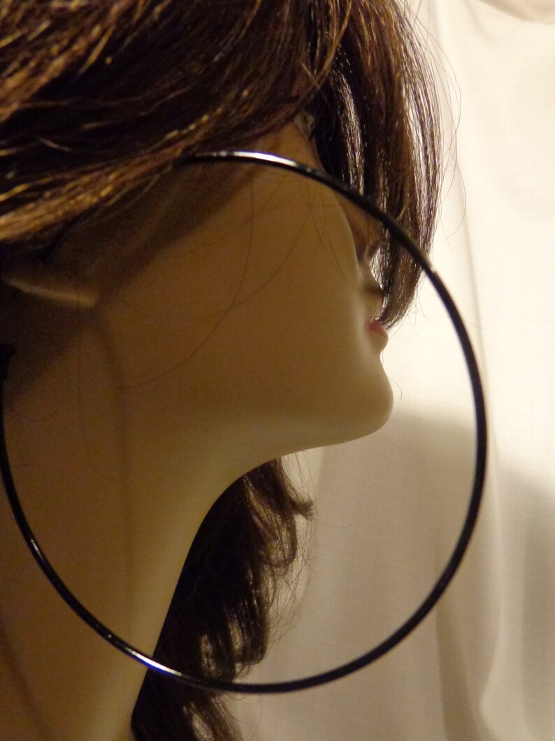 LARGE 4 Inch BLACK Hoop Earrings Classic Hoop Earrings Black | Etsy