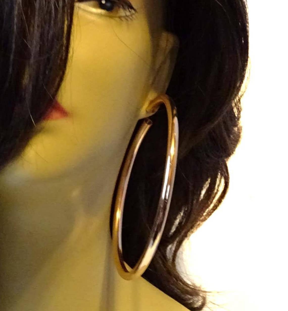 LARGE 4 Inch Hoop Earrings Thick Cast Tube Hoop Earrings Rose - Etsy
