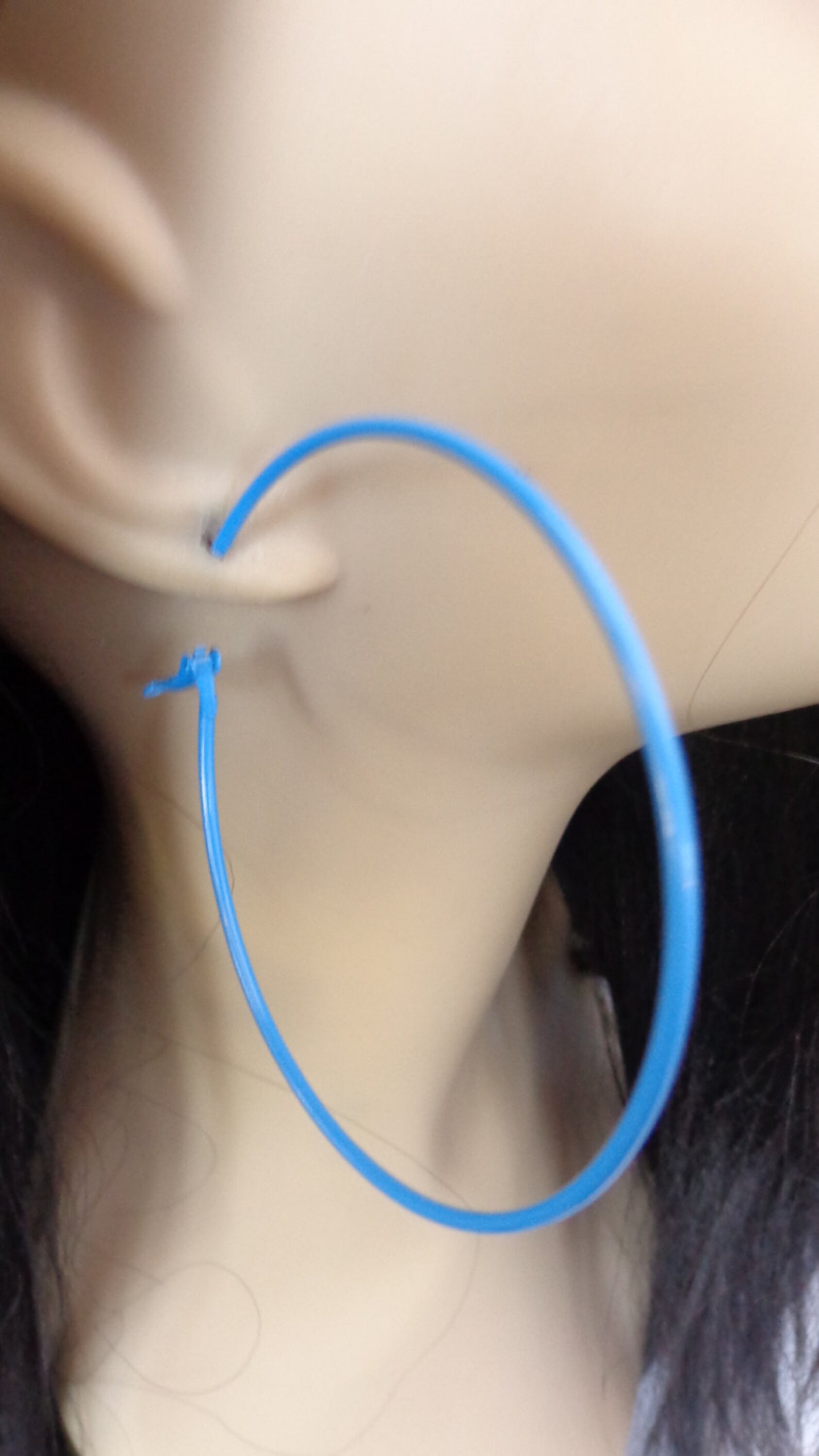 LARGE 2.75 Inch Blue Hoop Earrings Classic Hoop Earrings Blue - Etsy