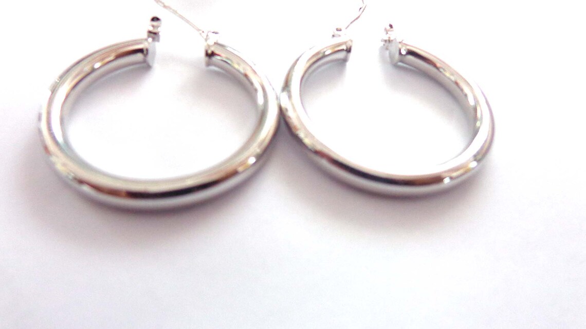 1 Inch Hoop Earrings EXTRA Thick Round Silver or Gold Brass - Etsy