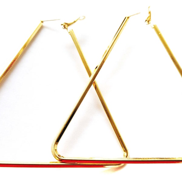 Gold Triangle Earrings - Etsy
