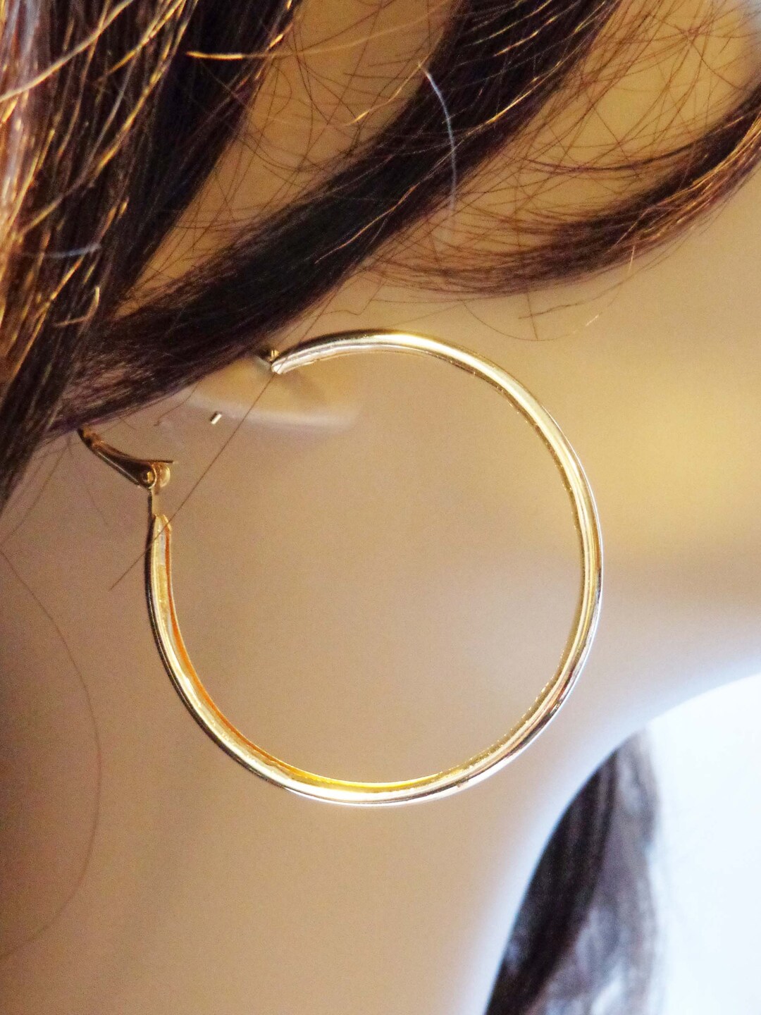 Round Tube Hoop Earrings Silver or Gold Tone Lightweight 2 - Etsy