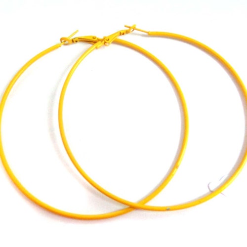 Yellow Hoop Earrings Thin Hoops Assorted Sizes Bright Yellow | Etsy