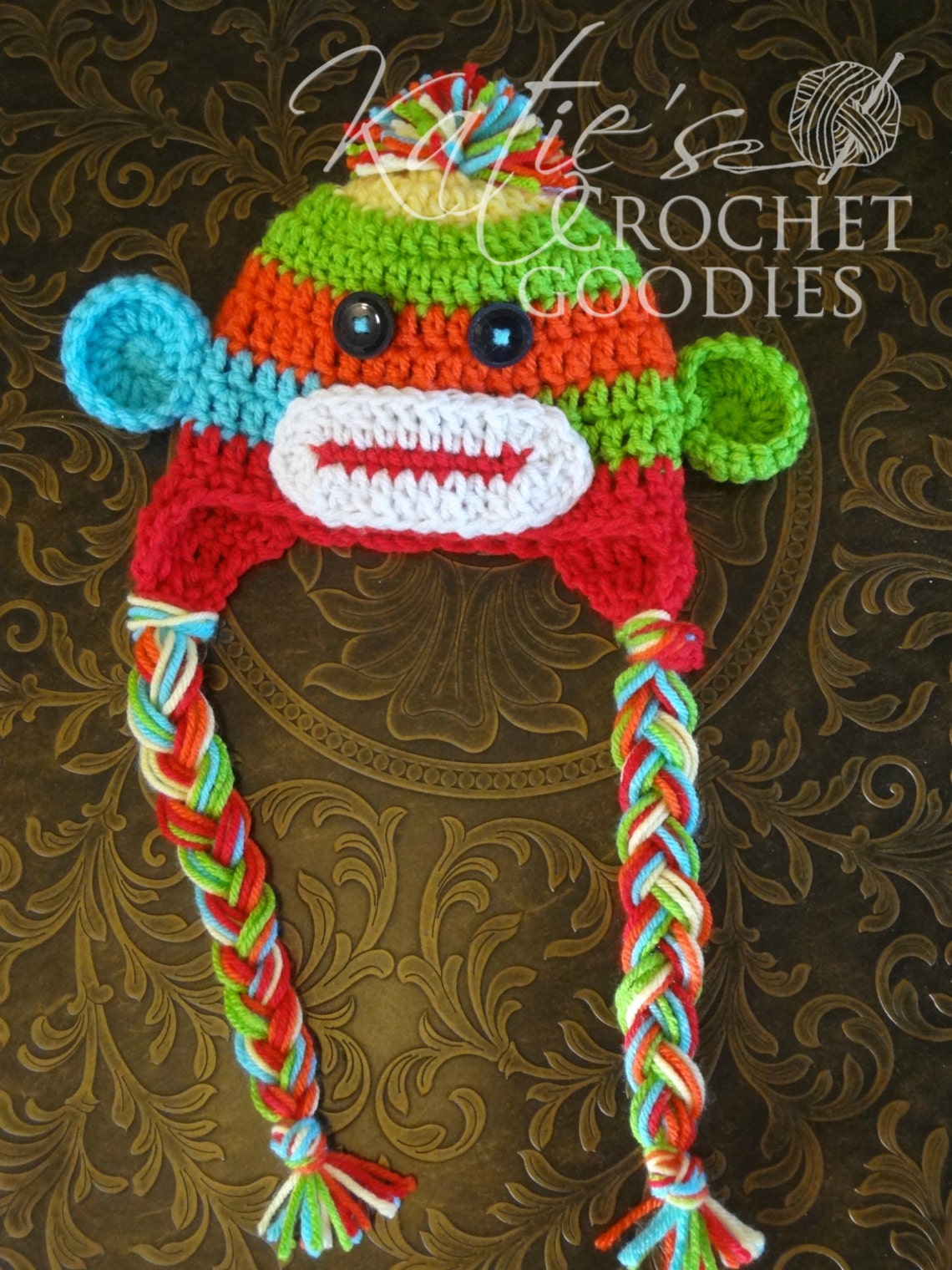 Sock Monkey Crochet Hat Pattern in 5 Sizes - PDF File, Instant Download ...