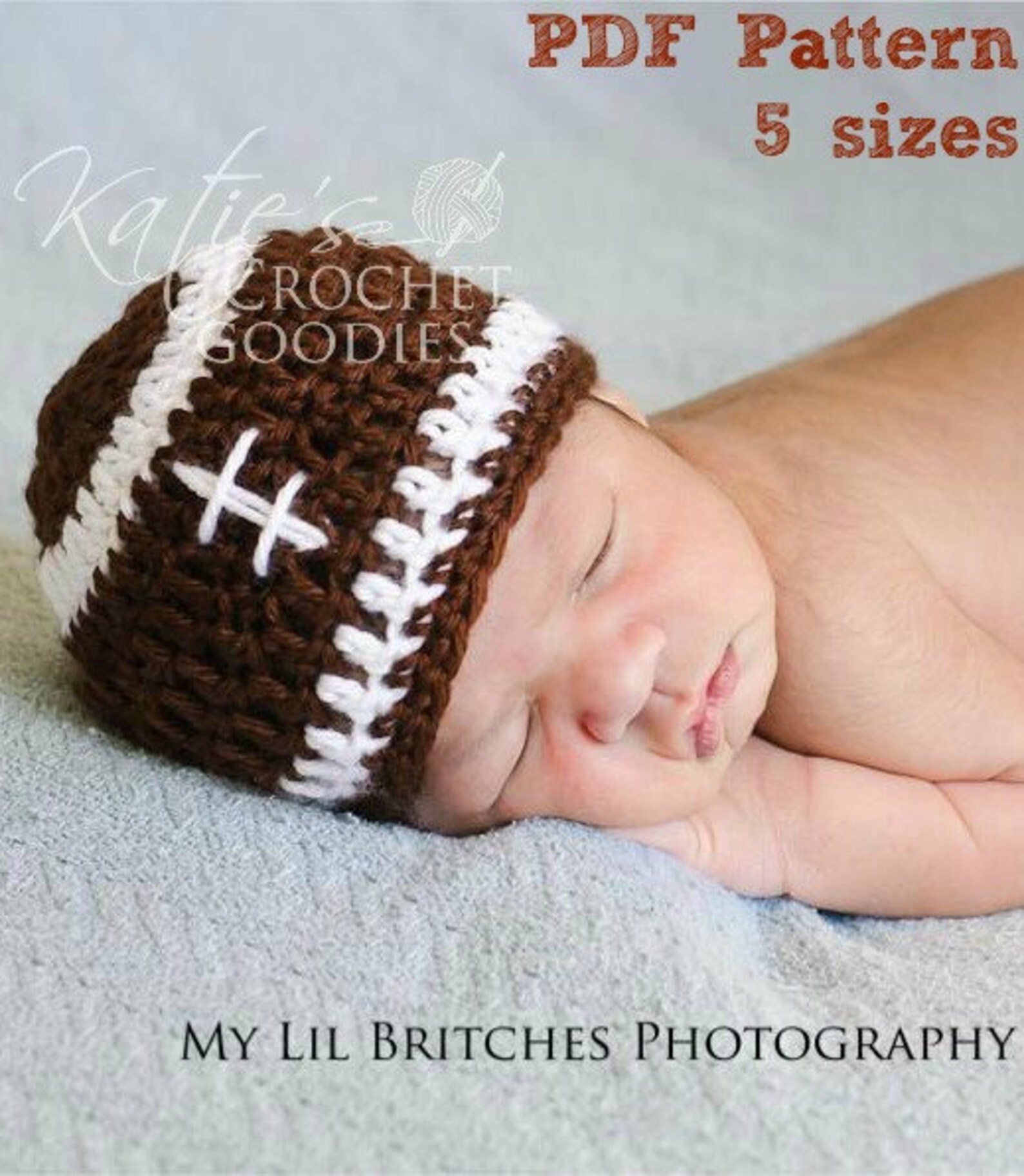 Football Crochet Hat Pattern in 5 Sizes PDF File, Instant Download ...