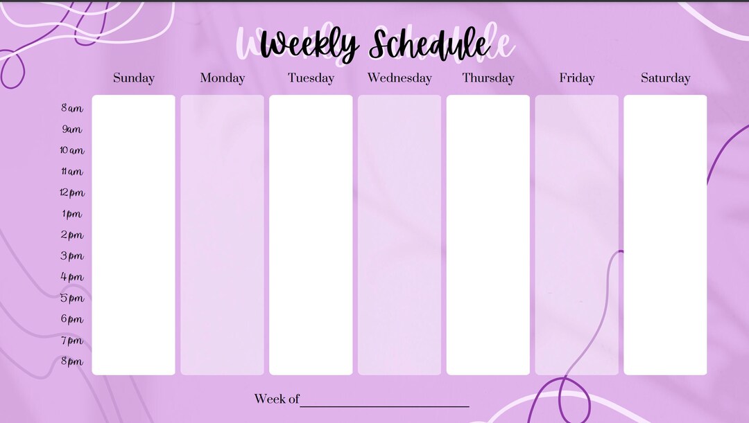 Weekly Schedule 1 - Digital Download - Etsy