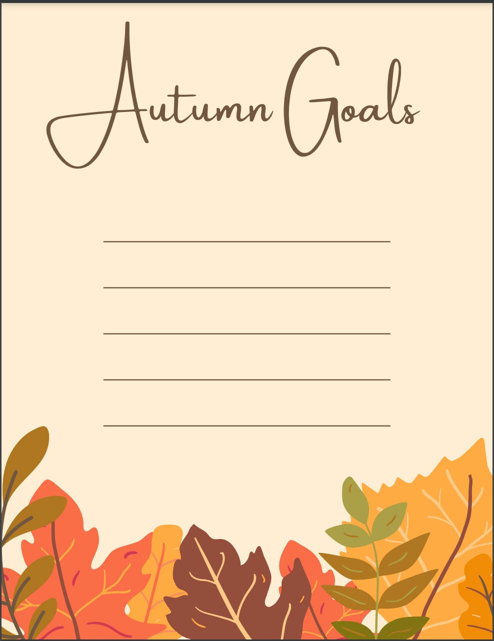 Seasonal Goal Sheets Digital Download - Etsy