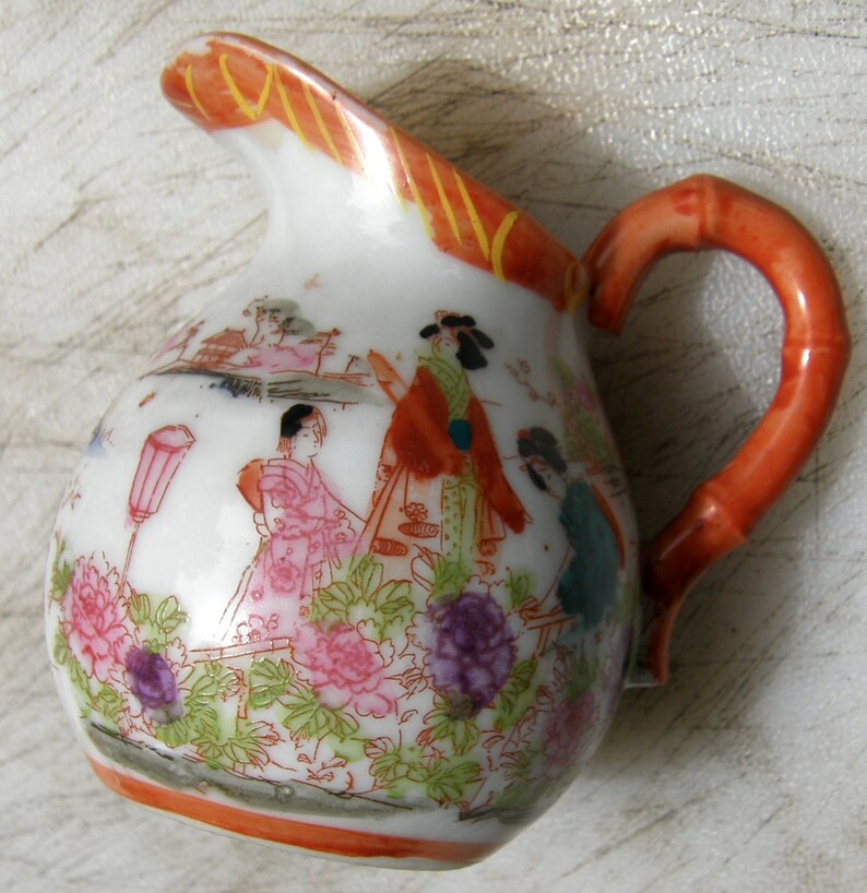 Oriental Porcelain Hand Made Hand Painted Miniature Vase Pitcher Circa ...