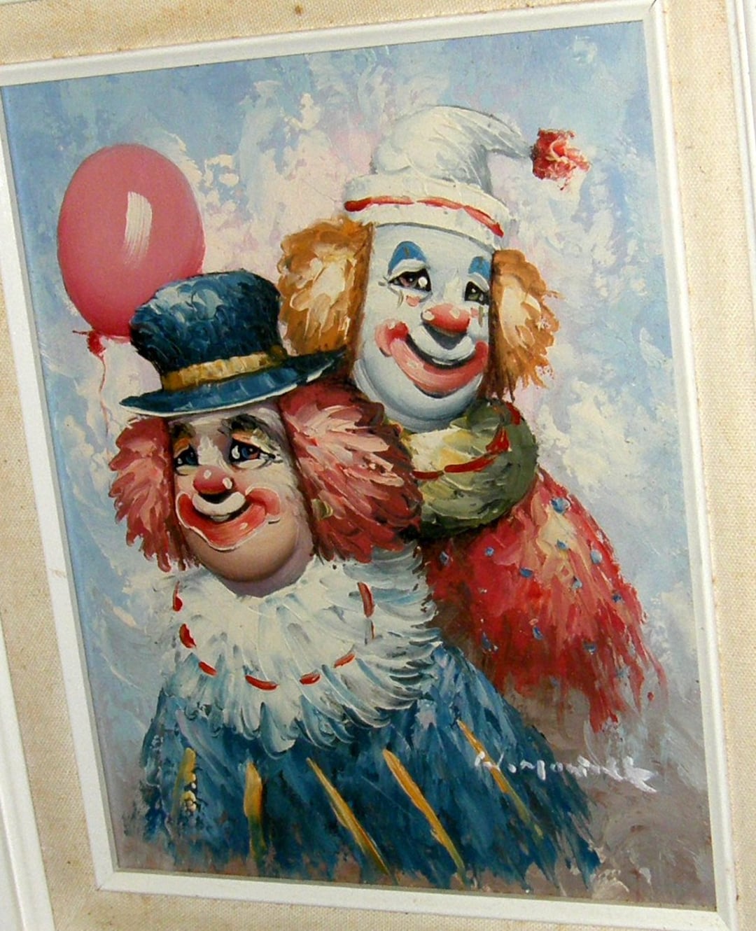 William Moninet Original Signed Framed Oil Canvas Clown Painting – Moninet 20th C. American ...