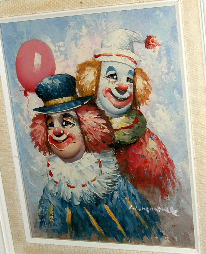 William Moninet Original Signed Framed Oil Canvas Clown Painting – Moninet 20th C. American ...