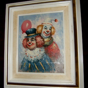William Moninet Original Signed Framed Oil Canvas Clown Painting – Moninet 20th C. American ...