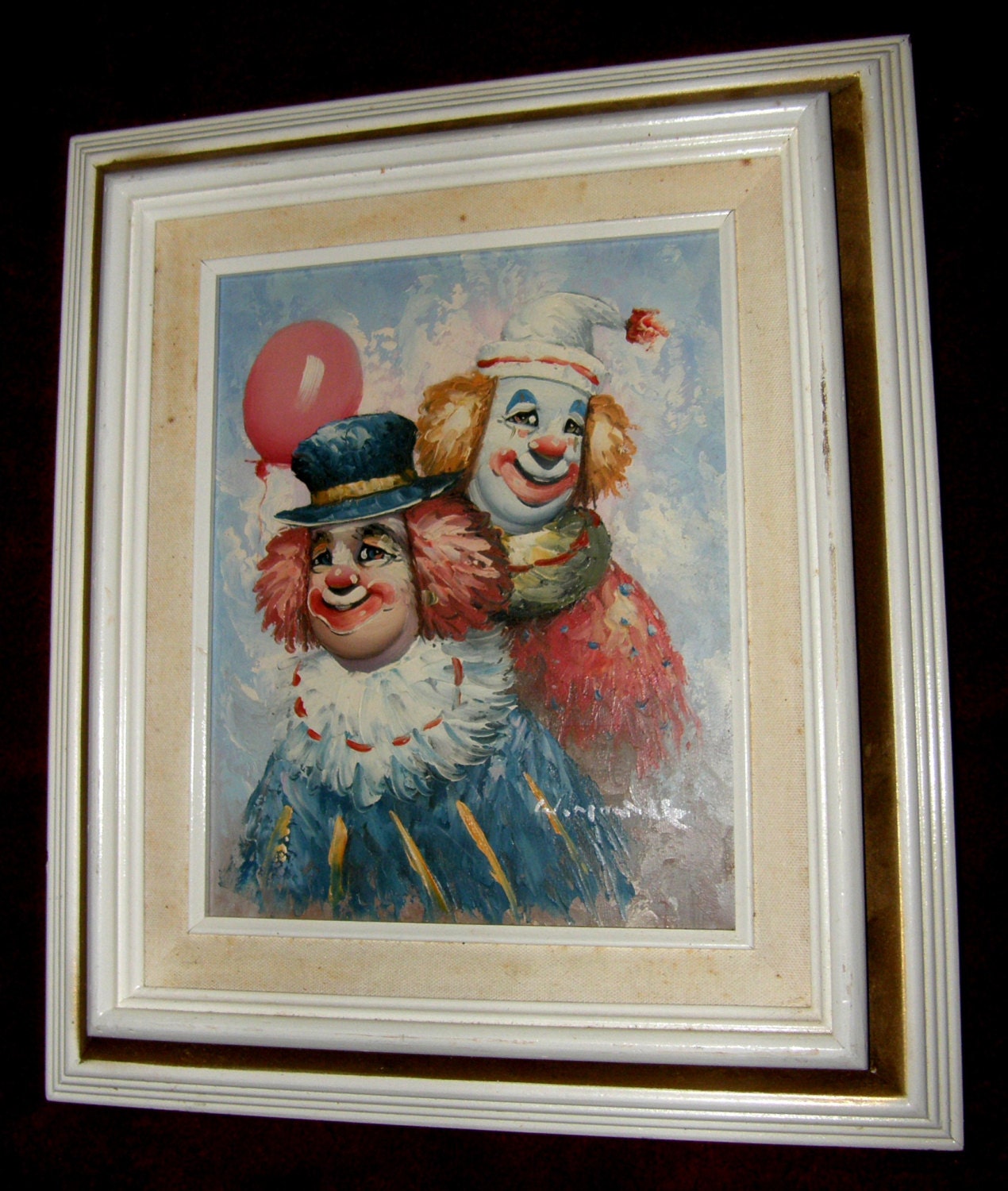 William Moninet Original Signed Framed Oil Canvas Clown Painting – Moninet 20th C. American ...