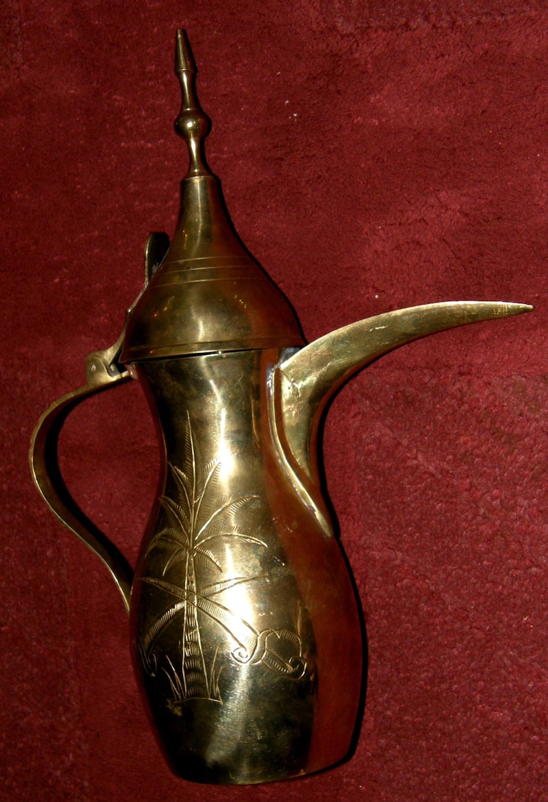 Saudi Arabia Solid Brass Dallah Coffee Pot – Islamic Brass Tea Pot ...