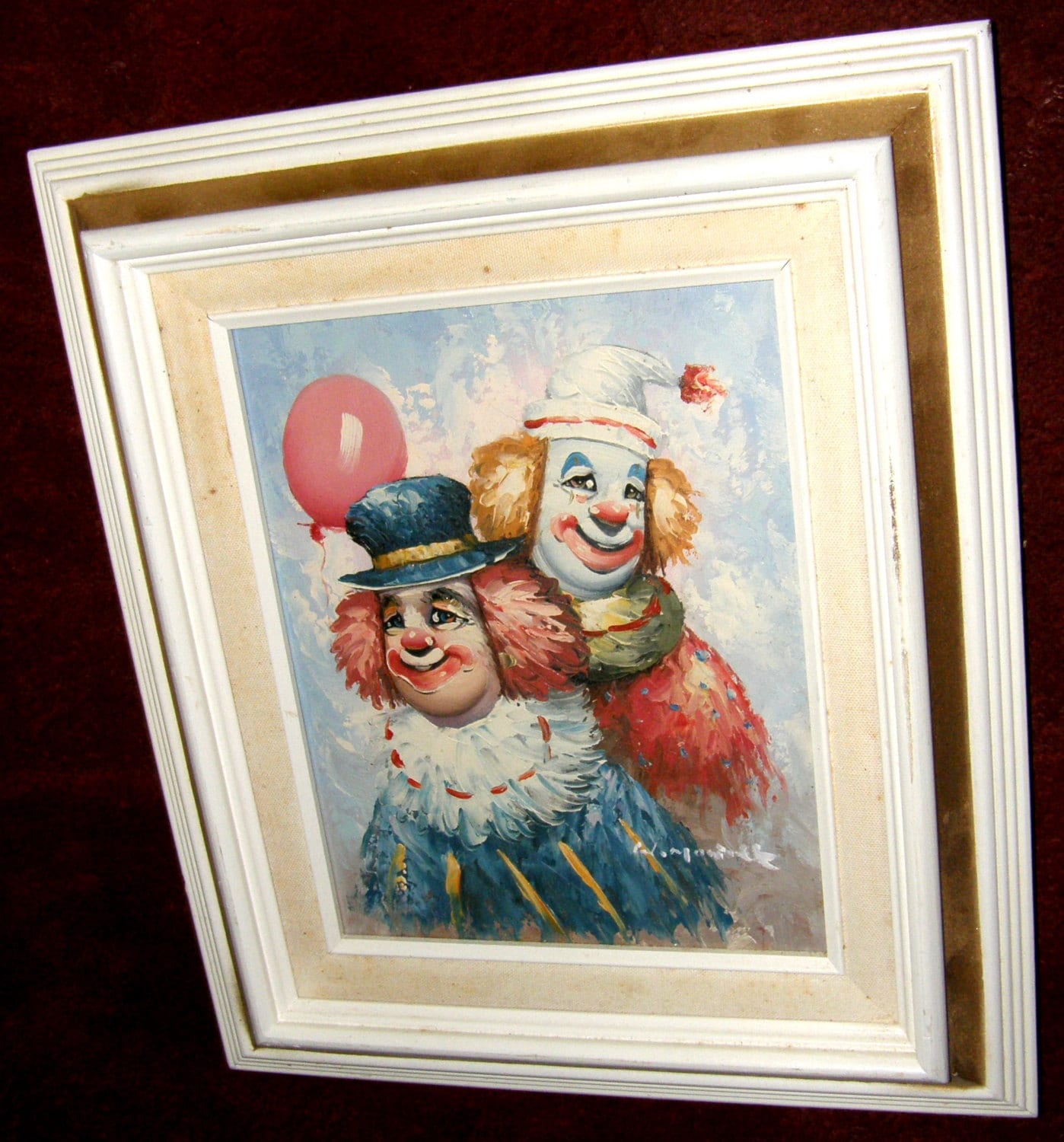 William Moninet Original Signed Framed Oil Canvas Clown Painting – Moninet 20th C. American ...