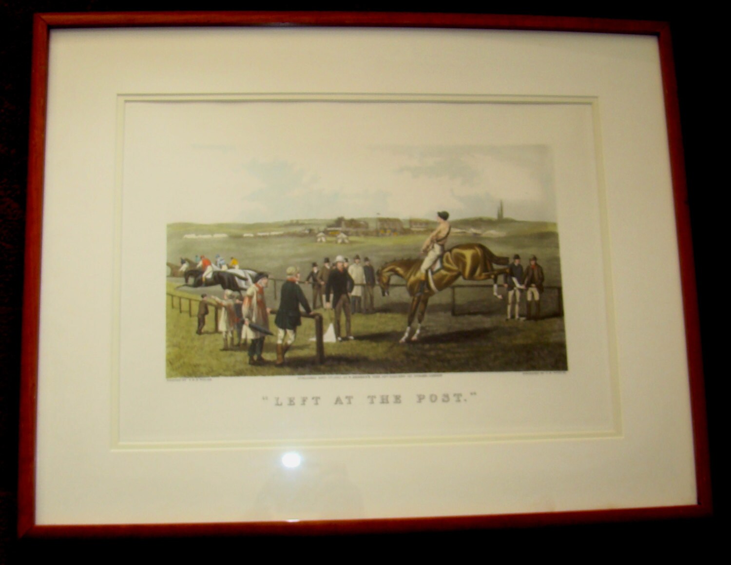 Hand-colored English Etching - Sports Horse Racing Art - “left at the ...