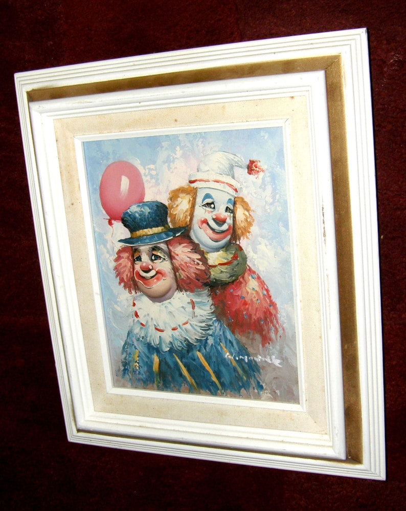 William Moninet Original Signed Framed Oil Canvas Clown Painting – Moninet 20th C. American ...