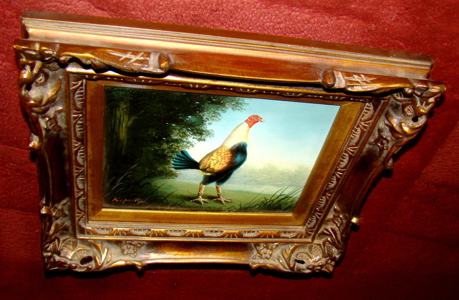 Signed K Mills Original Oil on Canvas Painting – Landscape Bird Art ...