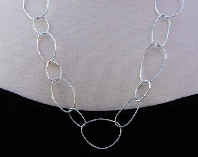 Sterling Silver Organic Circle Link Necklace - Etsy