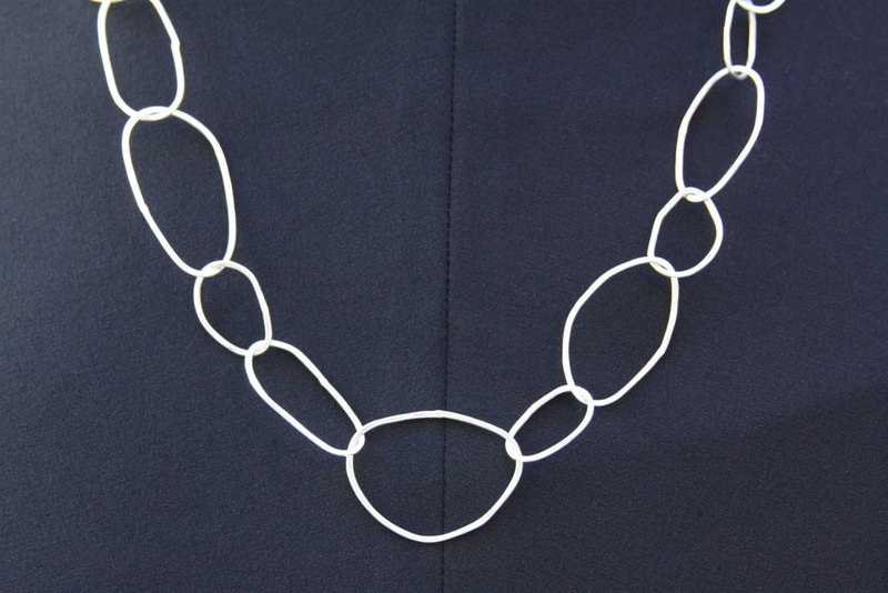 Sterling Silver Organic Circle Link Necklace - Etsy