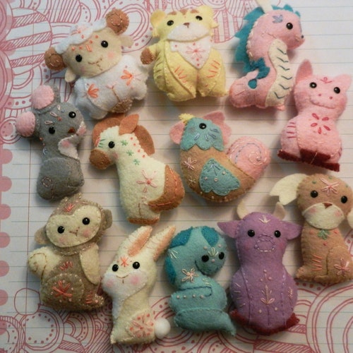 Felt Zodiac Astrological Signs Zoo Animals Softie Plushies by - Etsy
