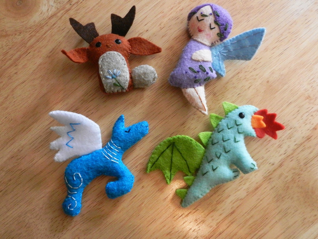 Felt Mythical Creatures Set #2 Fairy, Pegasus, Jack-a-lope, Dragon ...