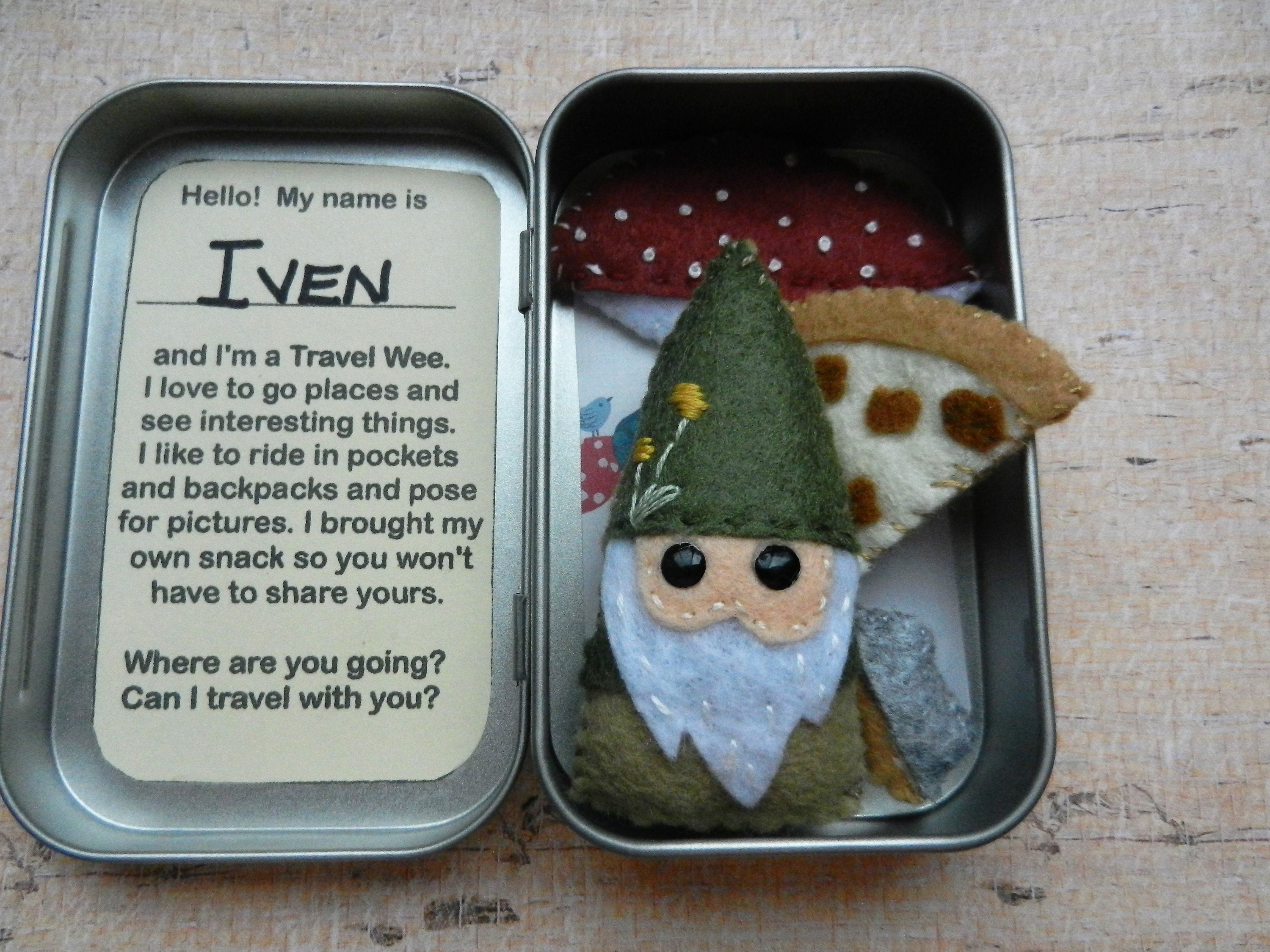 Felt Mushroom Gnome Travel Wee Pocket Pal Travel Toy by Littledear - Etsy