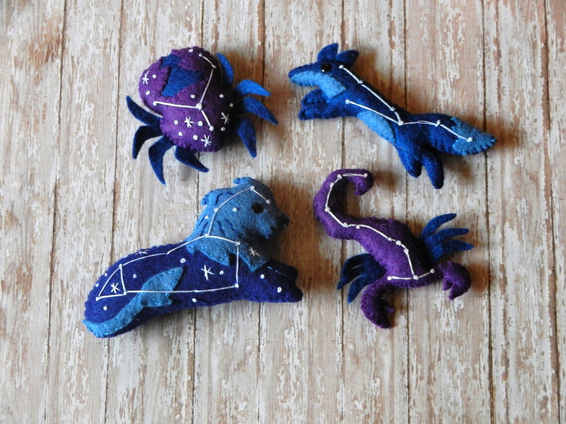 Felt Star Constellation Animal Space Plushies Set #3 by Littledear - Etsy