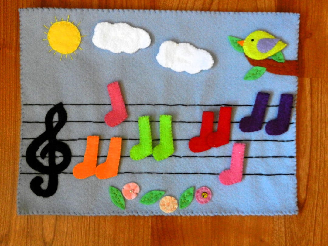 Felt Music Note Music Staff Lappad by Emadecorationsshop - Etsy