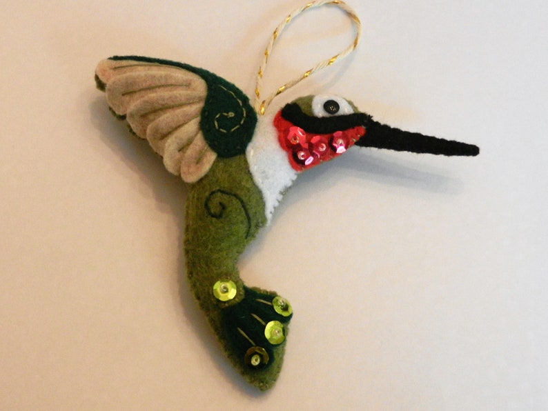 Felt Christmas Cardinal Hummingbird Heirloom Ornaments by - Etsy