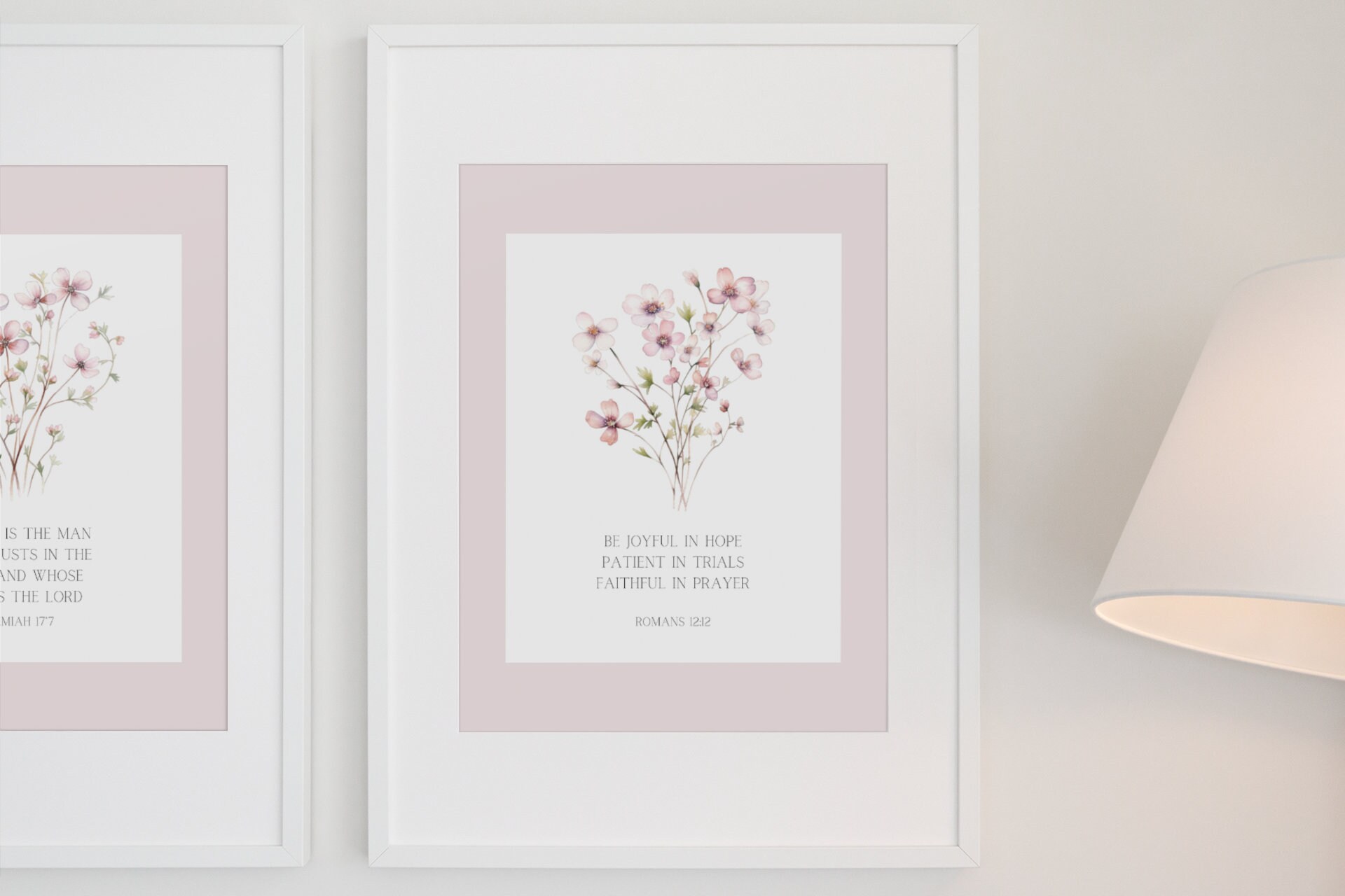 Christian Floral Set of 2 Prints, Bible Verse Wall Art, Botanical ...