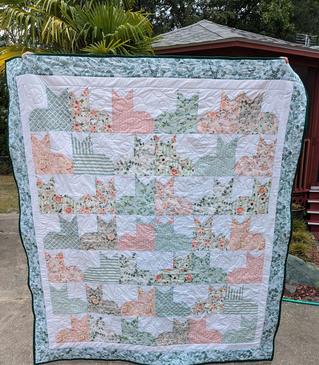 Shabby Chic Cottagecore Cat Quilt - Twin Throw Size - Etsy