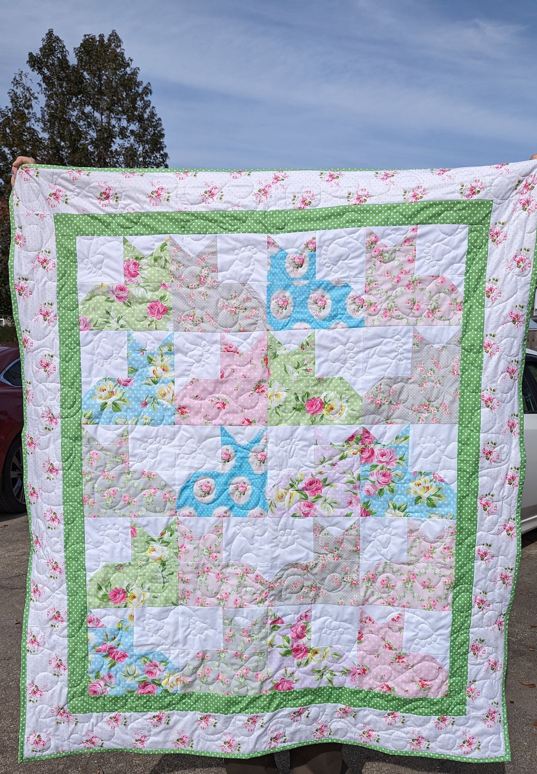 Sweet Baby Cat Quilt - Cottagecore Shabby Chic Roses - Etsy