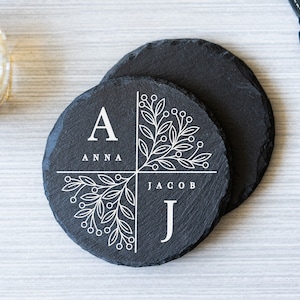 Personalized Slate Coasters Set, Custom Wedding Gift Party Favor, House ...