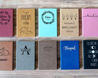 Personalized Leather Portfolio Notebook Journal Cover 8 Colors | Etsy