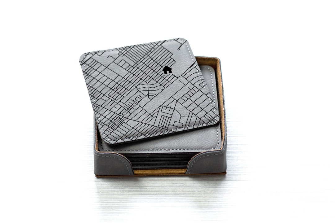Personalized Map Coasters Set, Custom Home Address Street City Map ...