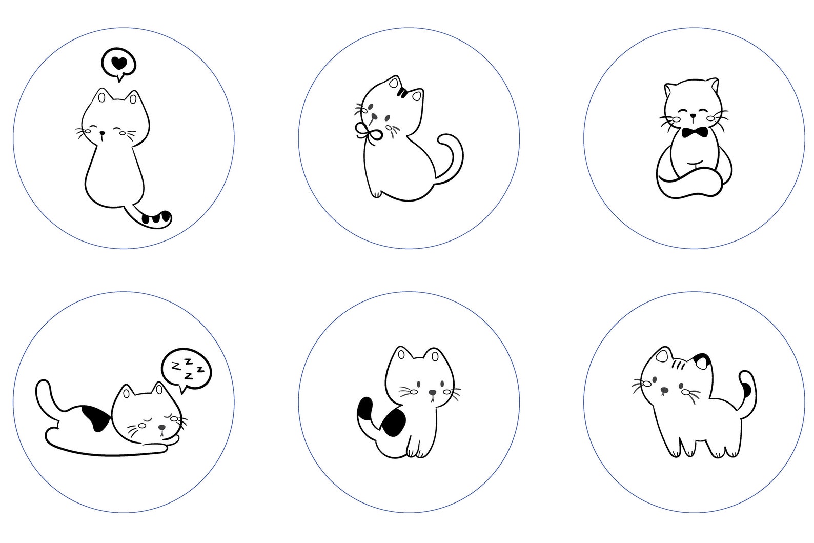 Cute Cat Coasters - Set of 6 / Adorable Cat Coaster / Cute Kitty ...