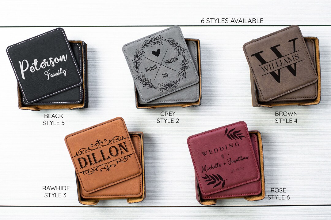 Personalized Square Coasters - Set of 6 / Family Coasters / Laser ...