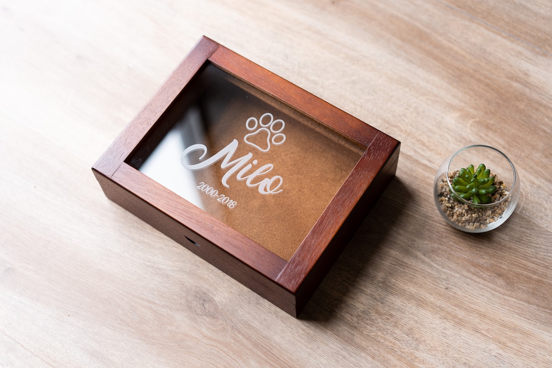 Custom Wood Pet Keepsake Box - Pet Memory Box, Cat Dog Pet Loss Gifts ...