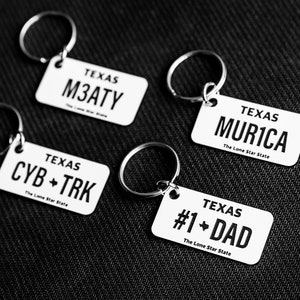 Pink Texas License Plate Keychain, Customizable Personalized Engraved ...