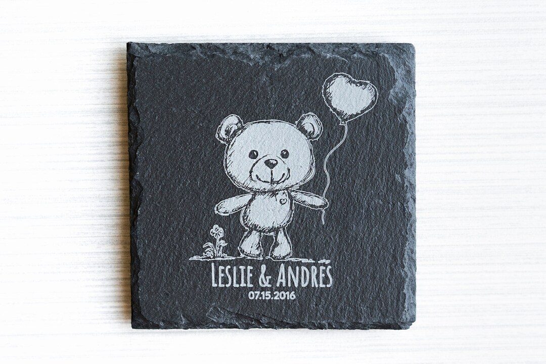 Stone Anniversary Gift, Personalized Slate Coasters Set, Custom Wedding ...