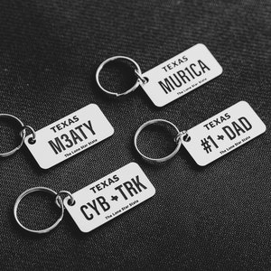 Pink Texas License Plate Keychain, Customizable Personalized Engraved ...