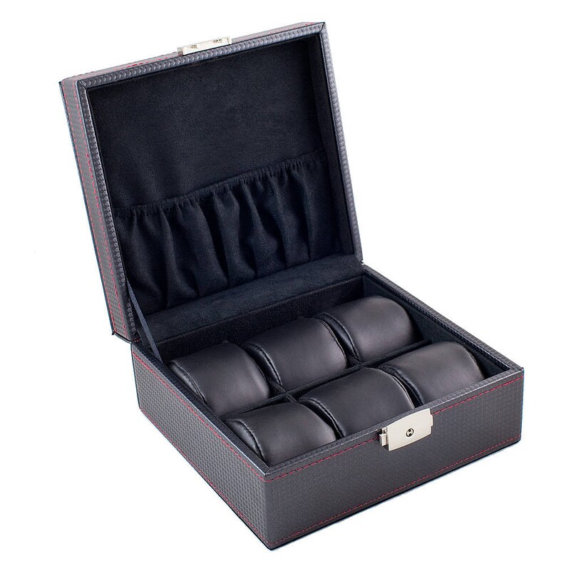 Carbon Fiber Design Watch Box With Solid Top Holds 6 - Etsy