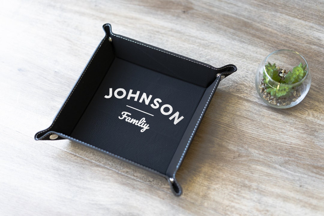 Personalized Catch All Tray Mens Jewelry Vegan Leather Valet Tray ...