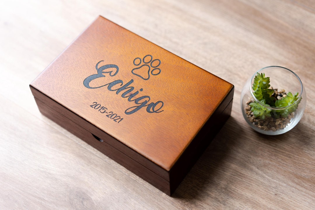 Personalized Pet Memorial Box, Pet Ashes Keepsake Memory Box, Dog Cat ...