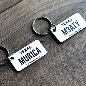 Pink Texas License Plate Keychain, Customizable Personalized Engraved ...