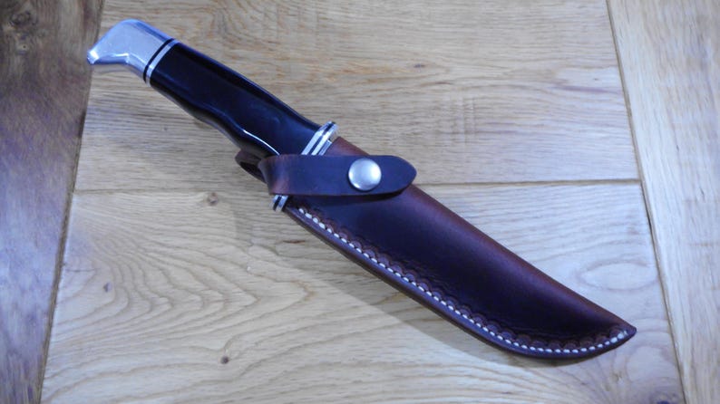 Buck 119 Leather Knife Sheath. Brown White Stitch . 6 Inch Blade ...