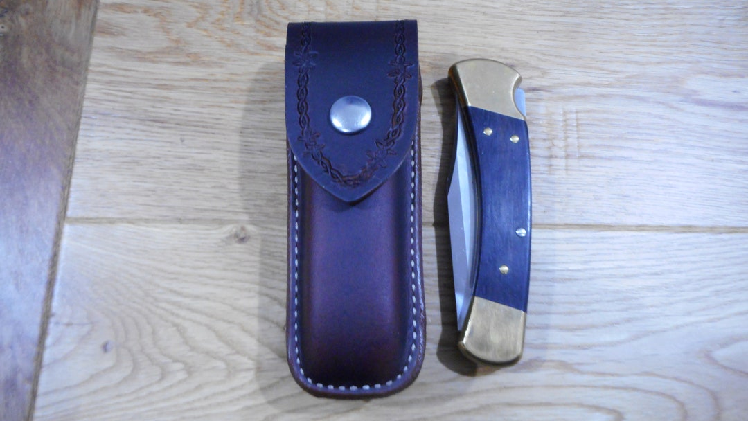 Buck 110 Custom Leather Knife Sheath. Brown. Barbed Wire Tooled Flap ...