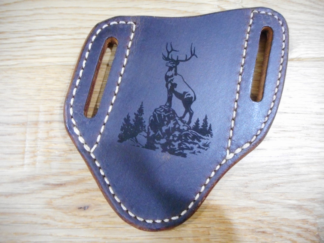 Buck 110 or Leatherman Wave Lasered Deer Scene Sheath. Crazy Horse ...